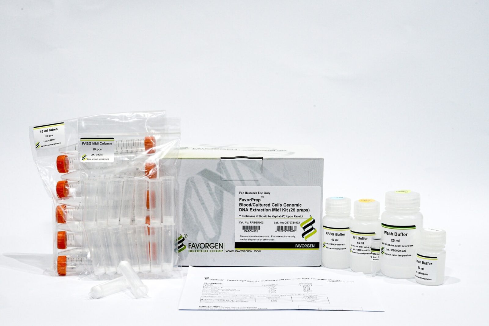 FavorPrep™ Midi Blood/Cultured Cell Genomic DNA Extraction Kit (With Proteinase K Powder) (25 ...