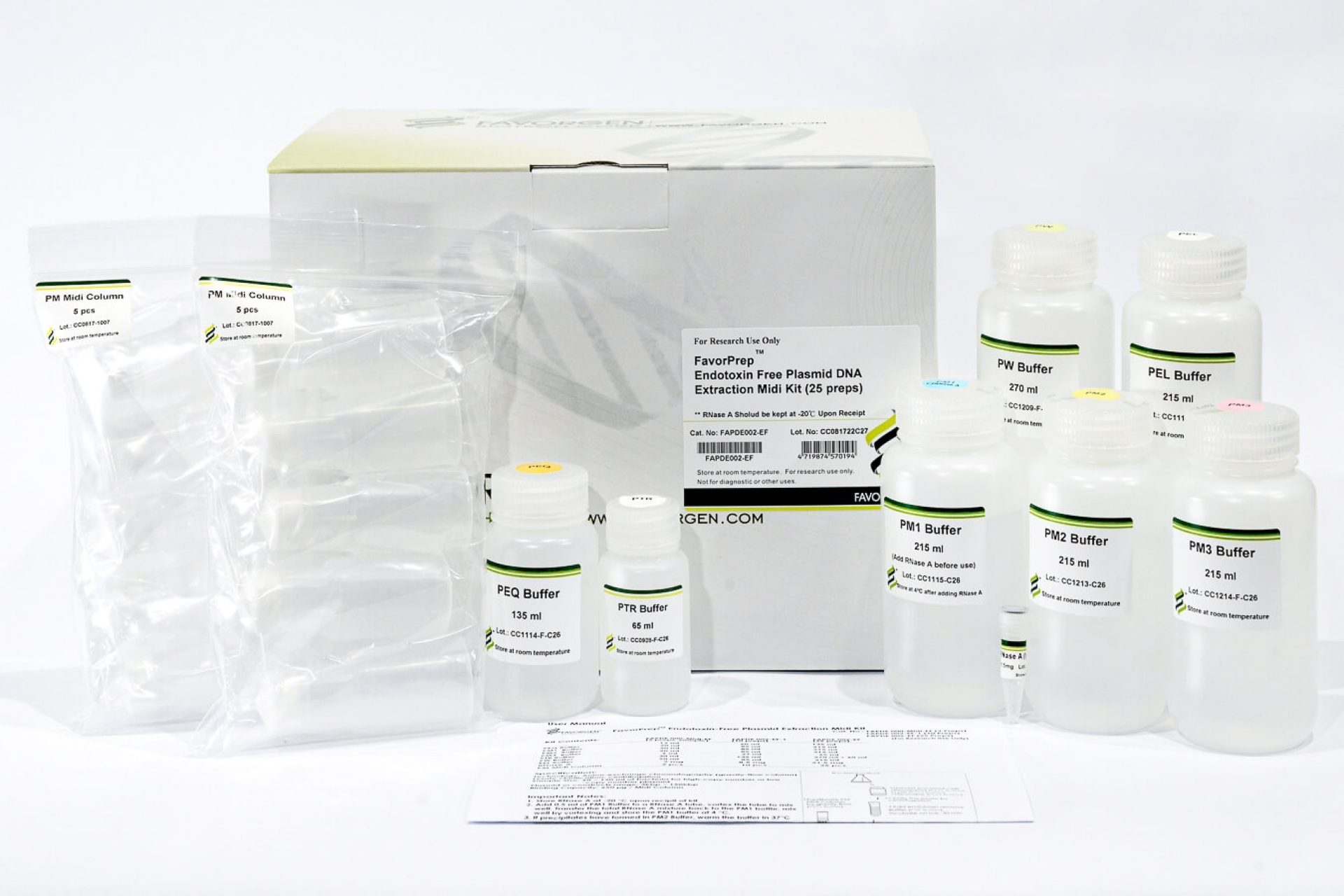 FavorPrep™ Midi Endotoxin Free Plasmid DNA Extraction Kit (25 prep ...